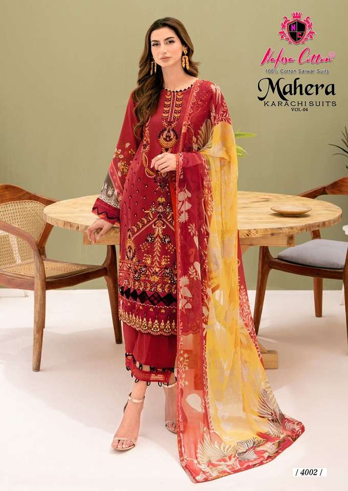 Nafisa Mahera Vol 4 Karachi Cotton Printed Dress Material